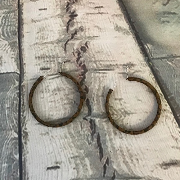 Jewelry | Vintage Faux Suede Animal Print Large Hoops | Poshmark